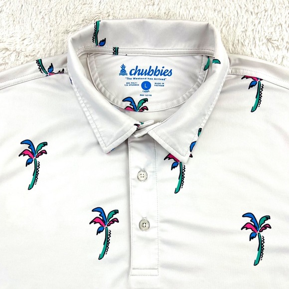 chubbies | Shirts | Chubbies Golf Polo Shirt Mens Large White Colorful ...